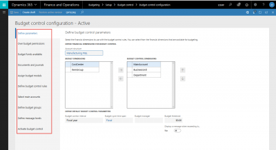 D365 Finance and Operations Budgeting
